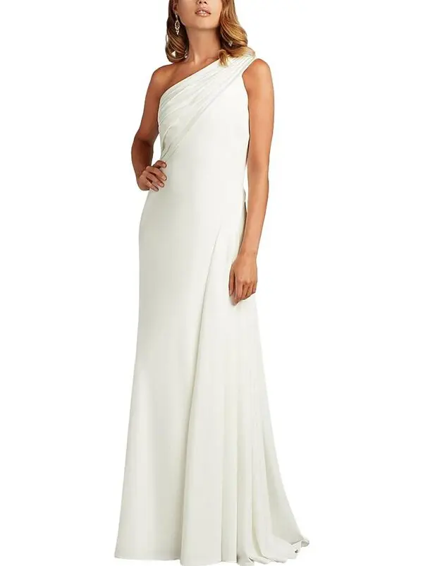 Tadashi Shoji Laine One-shoulder Crepe Gown - Ivory