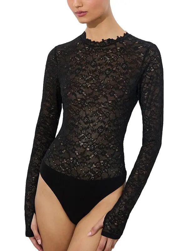 Alice + Olivia Taeyn Lace Bodysuit - Black