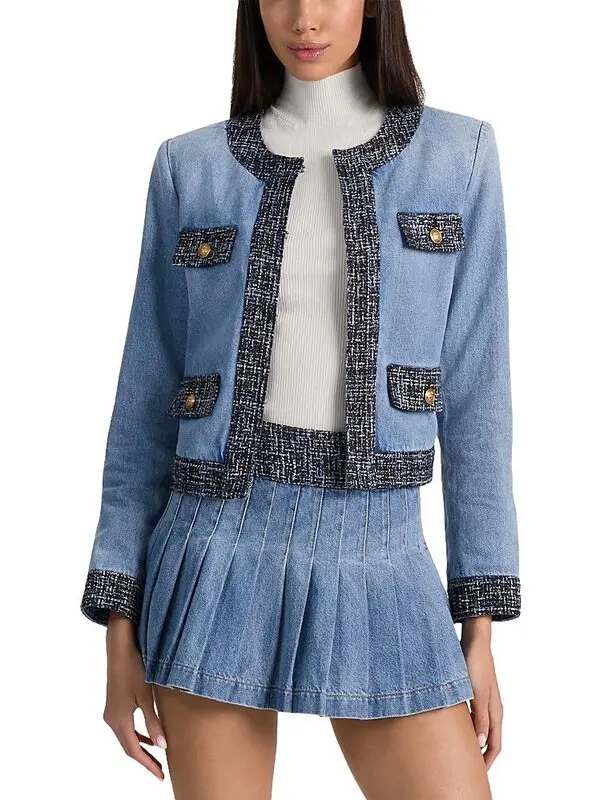 Alice + Olivia Landon Cropped Denim Jacket - Celine Vintage
