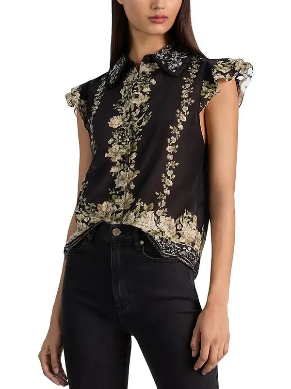 Alice + Olivia Martel Flutter Sleeve Top - Free Falling