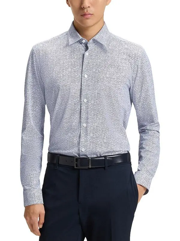 BOSS Roan Slim Fit Button-front Shirt - Navy