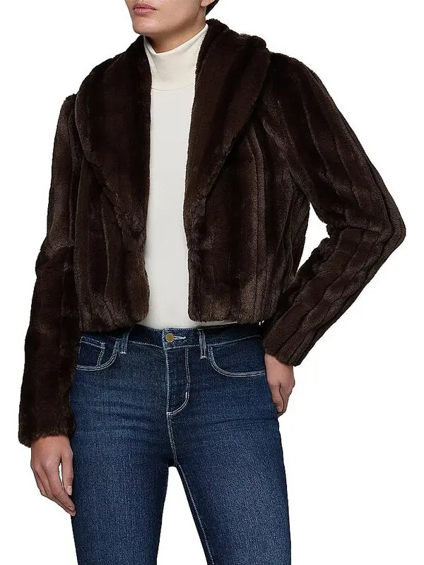 L'Agence Davy Faux Fur Jacket - Dark Java