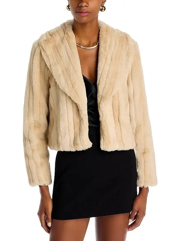 L'Agence Davy Faux Fur Jacket - Latte Striped Fur