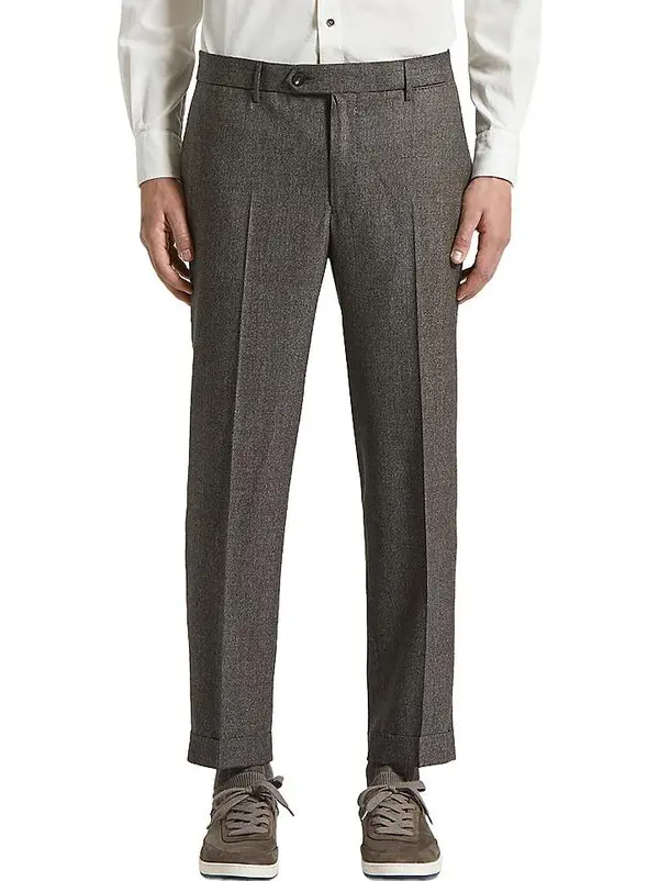 Peserico Curtain Style Wool Trousers - Bark Brown