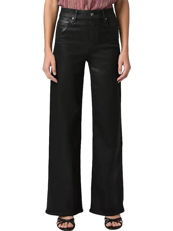 Paige Anessa High-rise Coated Wide-leg Jeans - Black Fog Luxe Coating