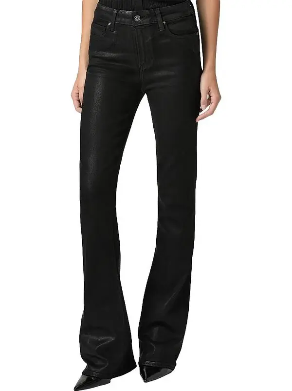 Paige Laurel Canyon High-rise Coated Bootcut Jeans - Black Fog Luxe Coating