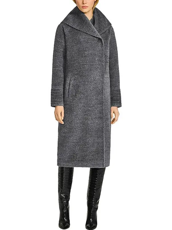 Sentaler Long Hooded Boucle Coat - Grey Melange