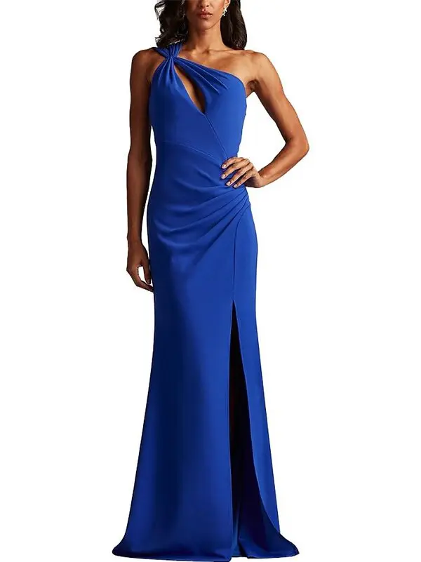 Tadashi Shoji Viveca One-shoulder Keyhole Gown - Blue