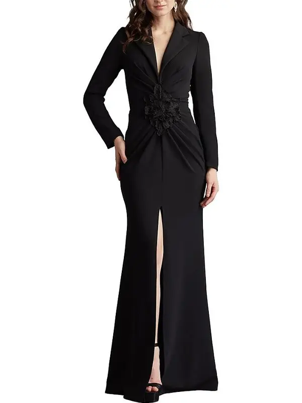 Tadashi Shoji Ardela Center Front Ruffle Gown - Black