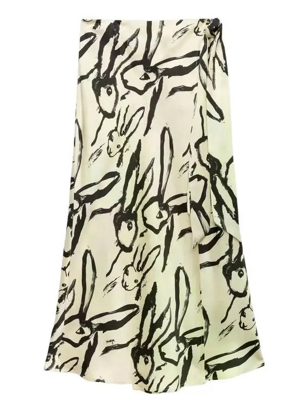 MSGM Rabbit-print Wrap Skirt - Neutrals