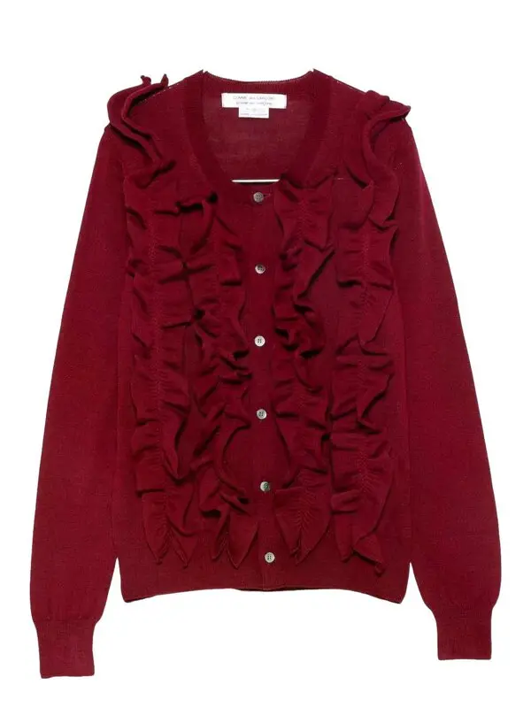 Comme Des Garçons Ruffled Cardigan - Red