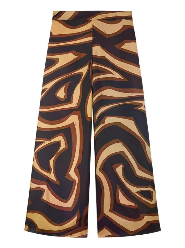 Emilio Pucci Abstract-pattern Print Silk Trousers - Black