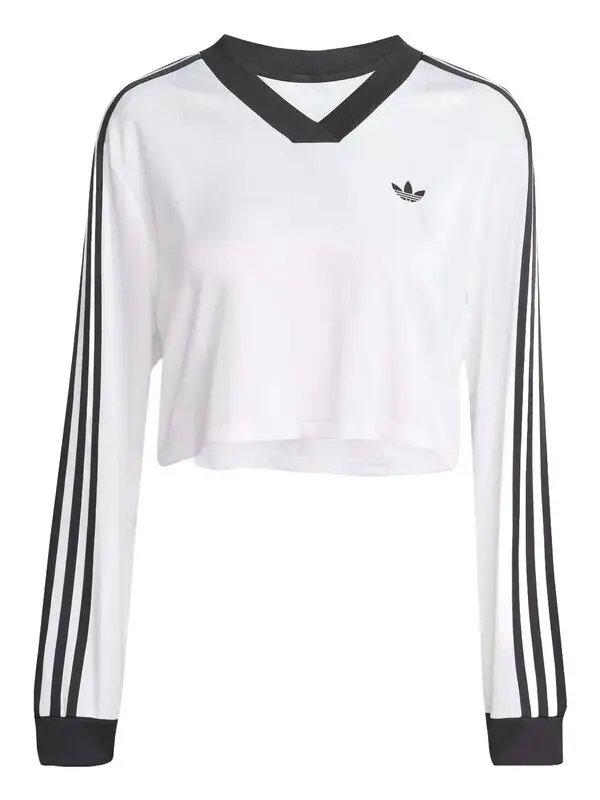 Adidas Three-stripe V-neck Top - White