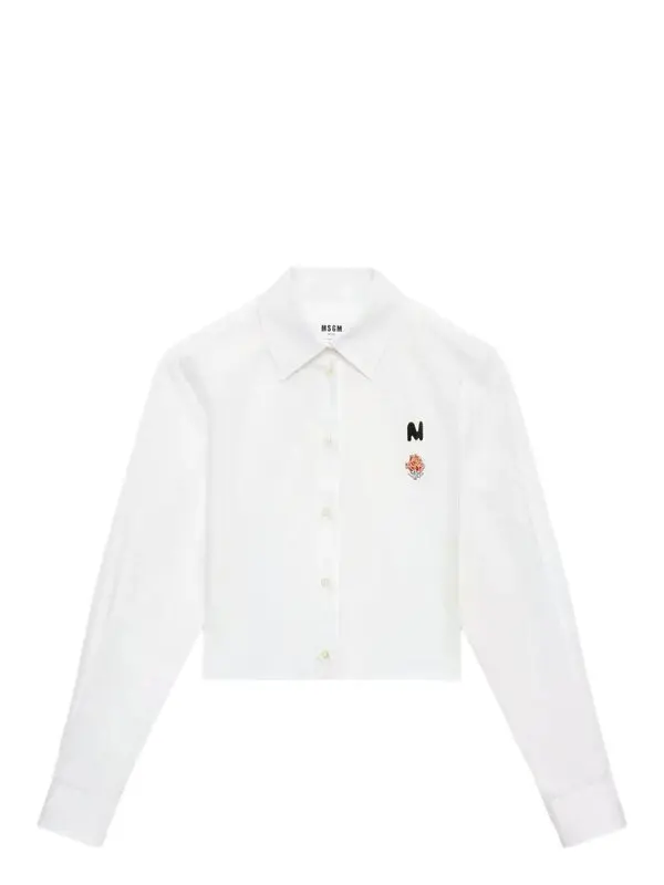 MSGM Logo-print Cropped Shirt - White