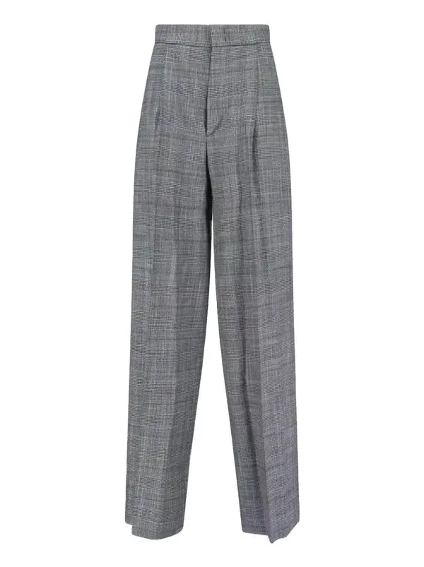 SA SU PHI Check-print Pleated Trousers - Grey