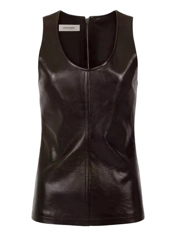 ENTIRE STUDIOS Leather Tank Top - Brown