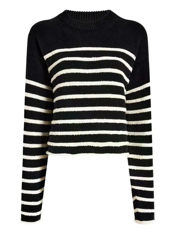 Proenza Schouler White Label Striped Cropped Sweater - Black