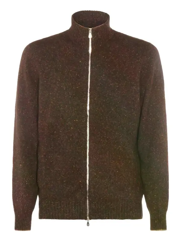 Brunello Cucinelli High-neck Zip-up Cardigan - Brown