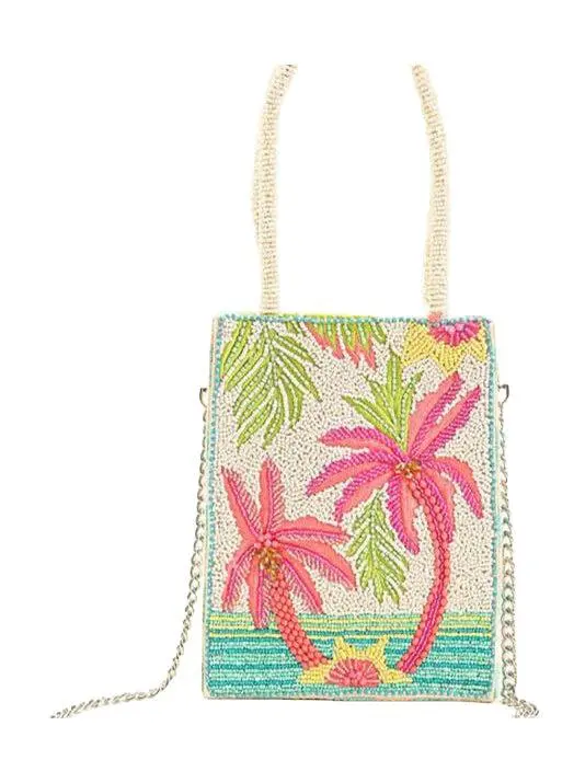 Yumi Kim Palm Paradise Beaded Crossbody Bag - Natural