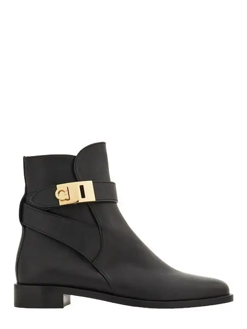 FERRAGAMO Hug Buckle Ankle Boots - Black