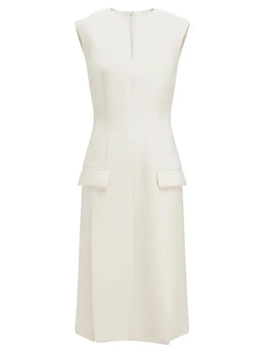 FERRAGAMO Sleeveless Tailored Wool Dress - White