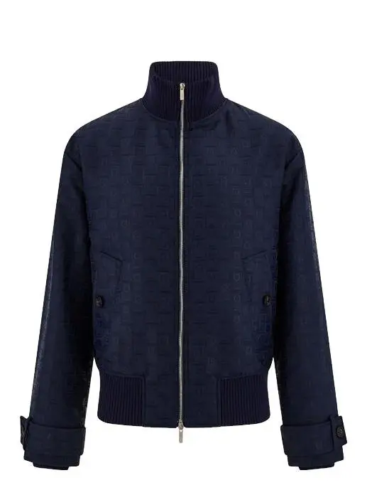 FERRAGAMO Monogram Nylon Blouson - Navy