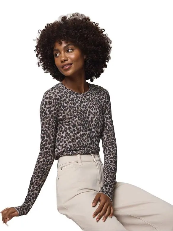 Splendid Leopard Bamboo Blend Long Sleeve Tee - Animal Print