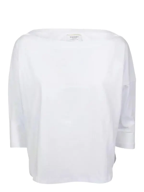 SNOBBY SHEEP Boatneck Cotton T-shirt - White