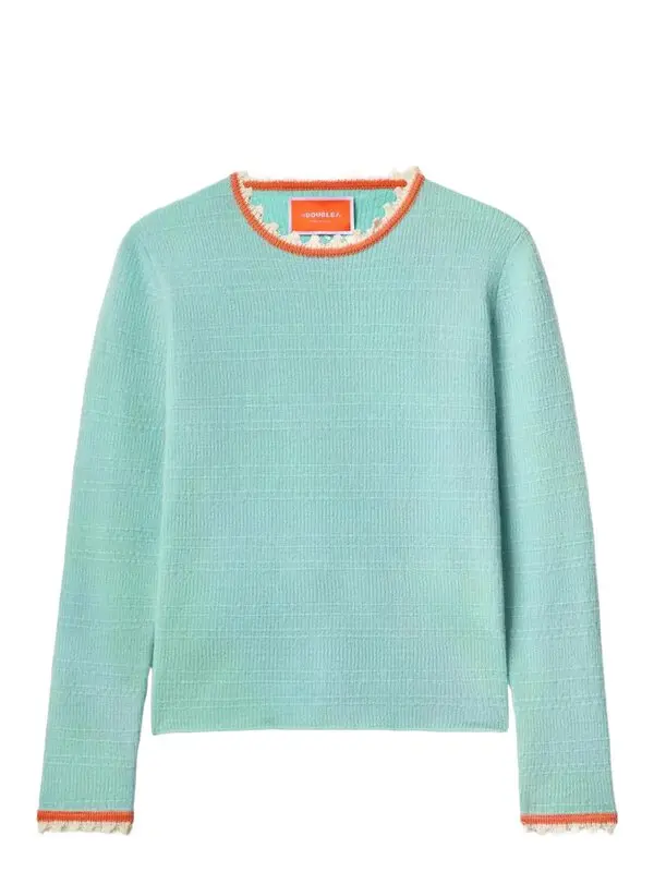 La DoubleJ Textured-knit Crew-neck Sweater - Green