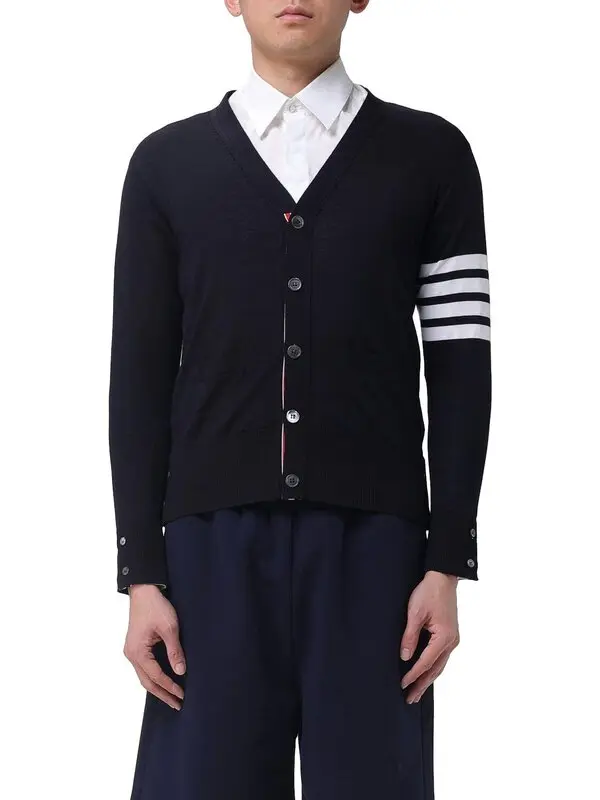 Thom Browne Cardigan In Wool - Navy