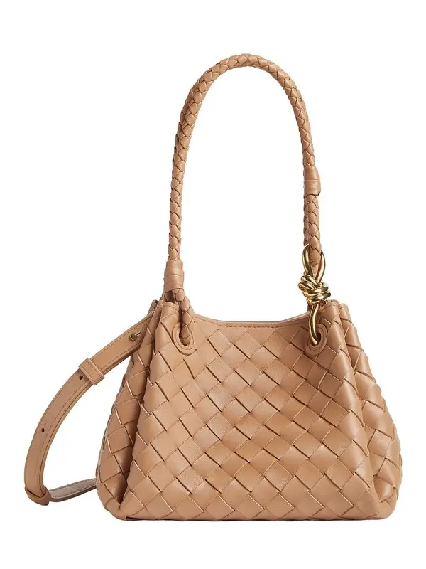 Bottega Veneta Small Intrecciato Leather Shoulder Bag - Pale Brown