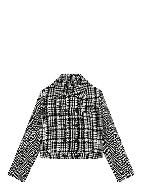 The Kooples Checked Double-breasted Wool-blend Jacket - Black Grey