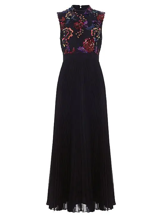 PHASE EIGHT Floral-sequin Woven Maxi Dress - Black