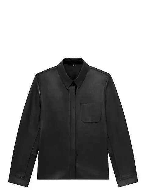 The Kooples Regular-fit Leather Shirt - Black
