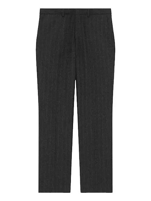 The Kooples Pinstriped Wool-blend Straight-leg Trousers - Pearl Grey