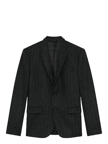 The Kooples Pinstriped Single-breasted Wool-blend Blazer - Pearl Grey