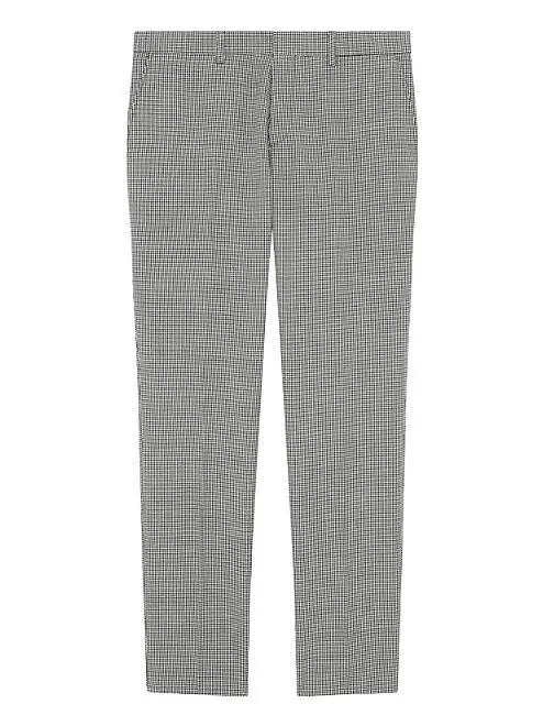 The Kooples Houndstooth Wool-blend Trousers - Black Grey