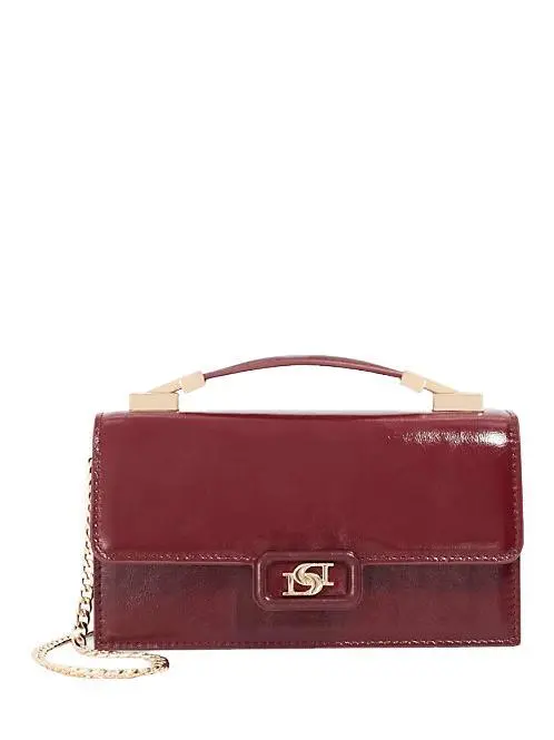 DUNE Patent-leather Top-handle Bag - Burgundy Leather