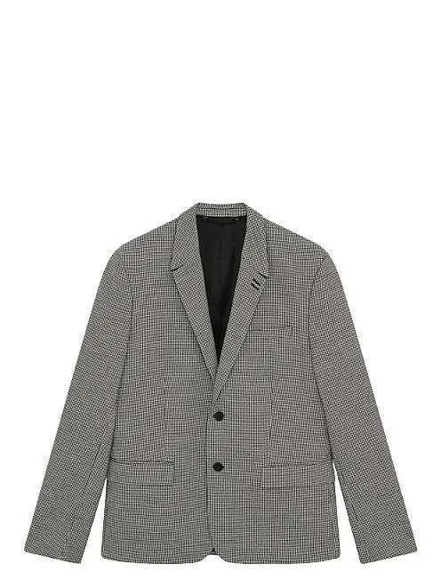 The Kooples Houndstooth-pattern Single-breasted Wool-blend Blazer - Black Grey