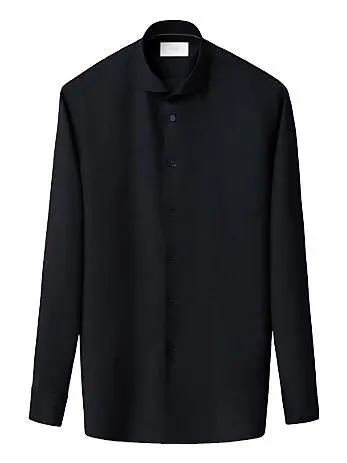 Eton Solid Contemporary-fit Merino-wool Shirt - Navy Blue