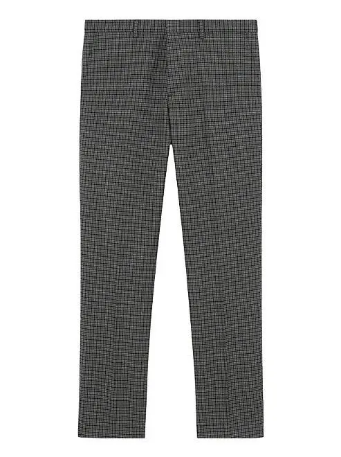 The Kooples Houndstooth Wool Straight-leg Trousers - Grey