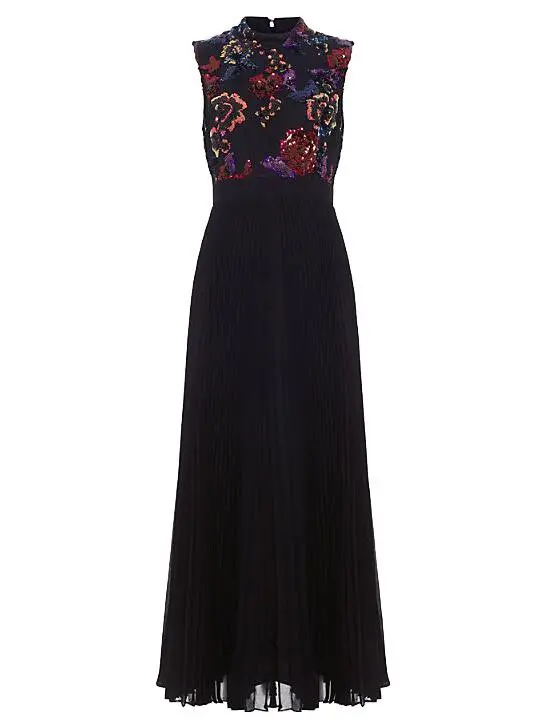 PHASE EIGHT Floral-sequin Woven Maxi Dress - Black