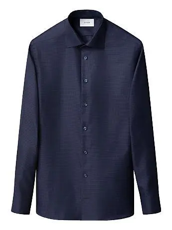 Eton Houndstooth Slim-fit Fine-twill Shirt - Navy Blue