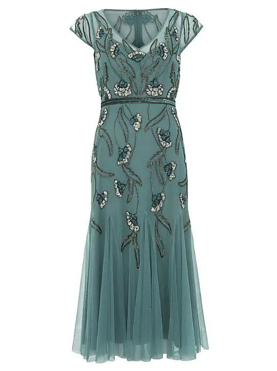 PHASE EIGHT Evonne Beaded Midi Dress - Pale Green