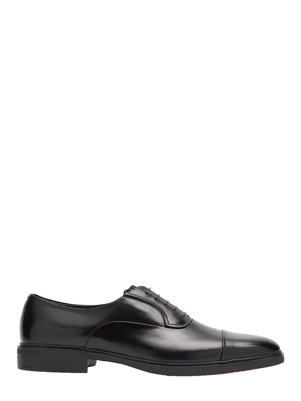 Santoni Leather Cap-toe Oxfords - Black
