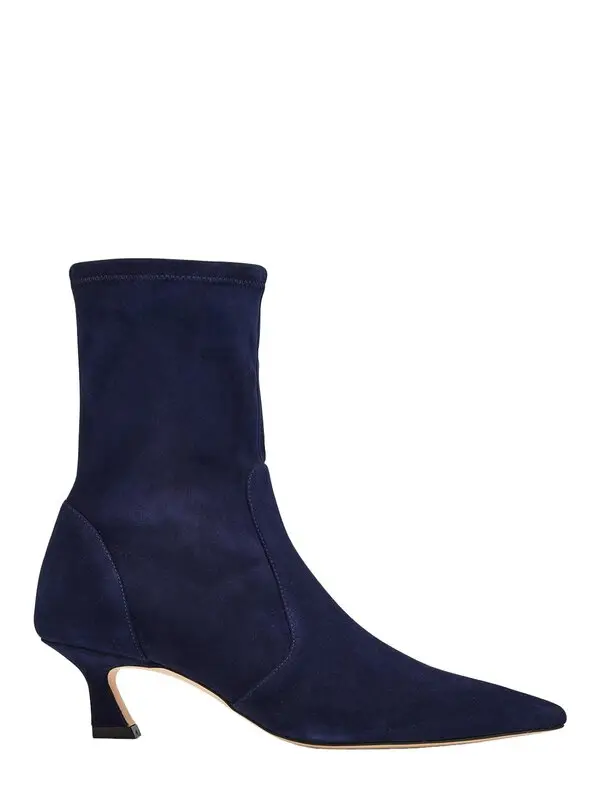 STUART WEITZMAN 50mm Vinnie Suede Stretch Booties - Blue