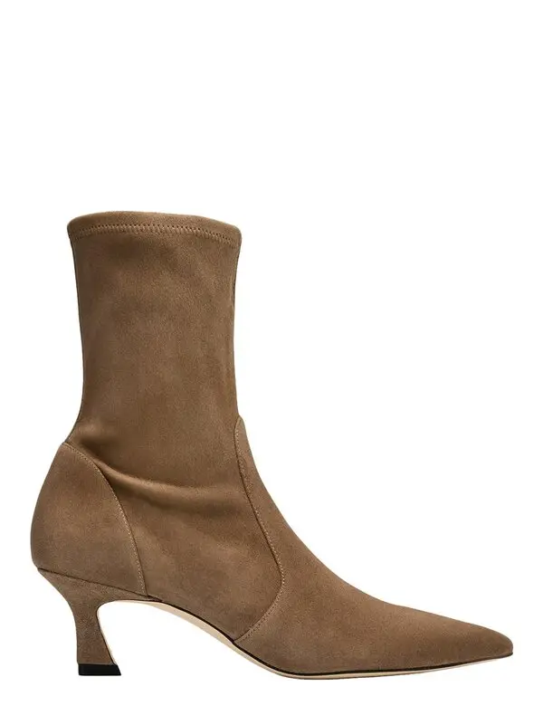 STUART WEITZMAN 50mm Vinnie Suede Stretch Booties - Taupe