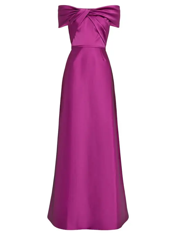 Rickie Freeman For Teri Jon Off-shoulder Stretch Mikado Gown - Fuchsia