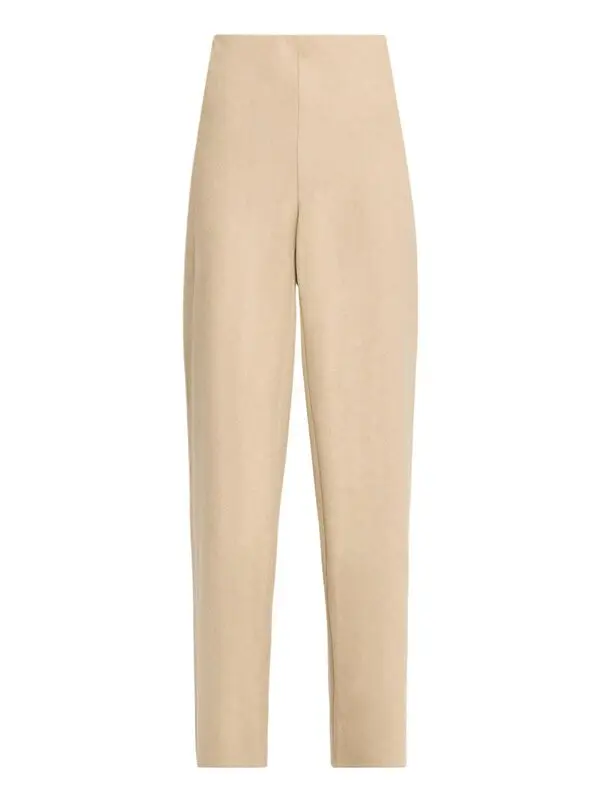 Vince High-rise Wide Leg Wool Trousers - Oatmeal