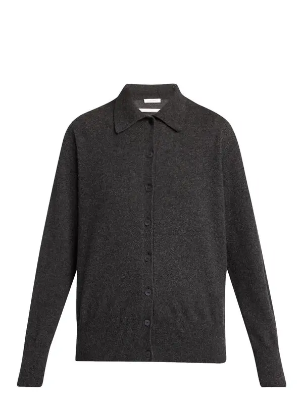 THE ROW Lillia Cashmere Collared Cardigan - Black